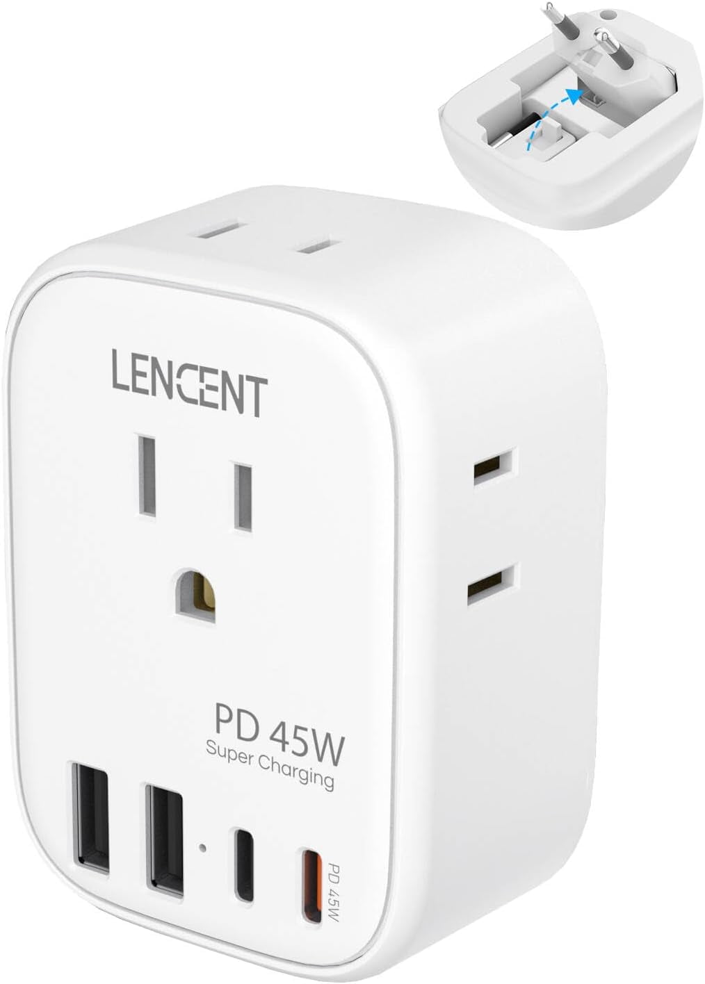 European Travel Plug Adapter, PD 45W Type C Foldable Power Plug with 4 ...