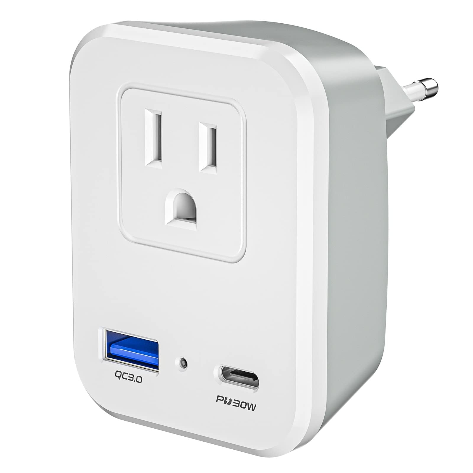 European Travel Plug Adapter for USA to Spain, Iceland, Italy, France ...