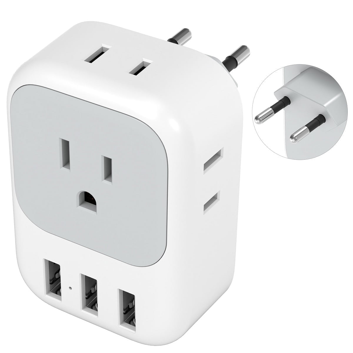 TESSAN European Travel Plug Adapter with USB, 4 Outlets & 3 Ports, Type ...