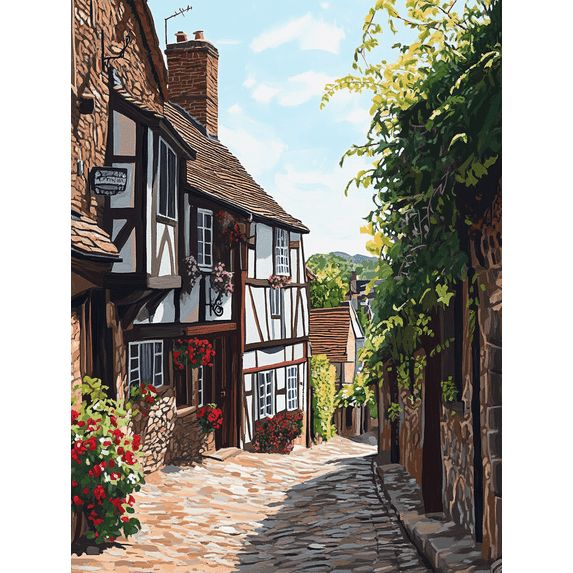 European Village Street Canvas Print/Wall Art Perfect for Living Room ...