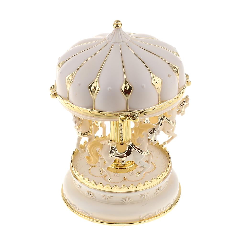 European Vintage Carousel Music Box Toy Swivel Glowing Carousel Horse ...
