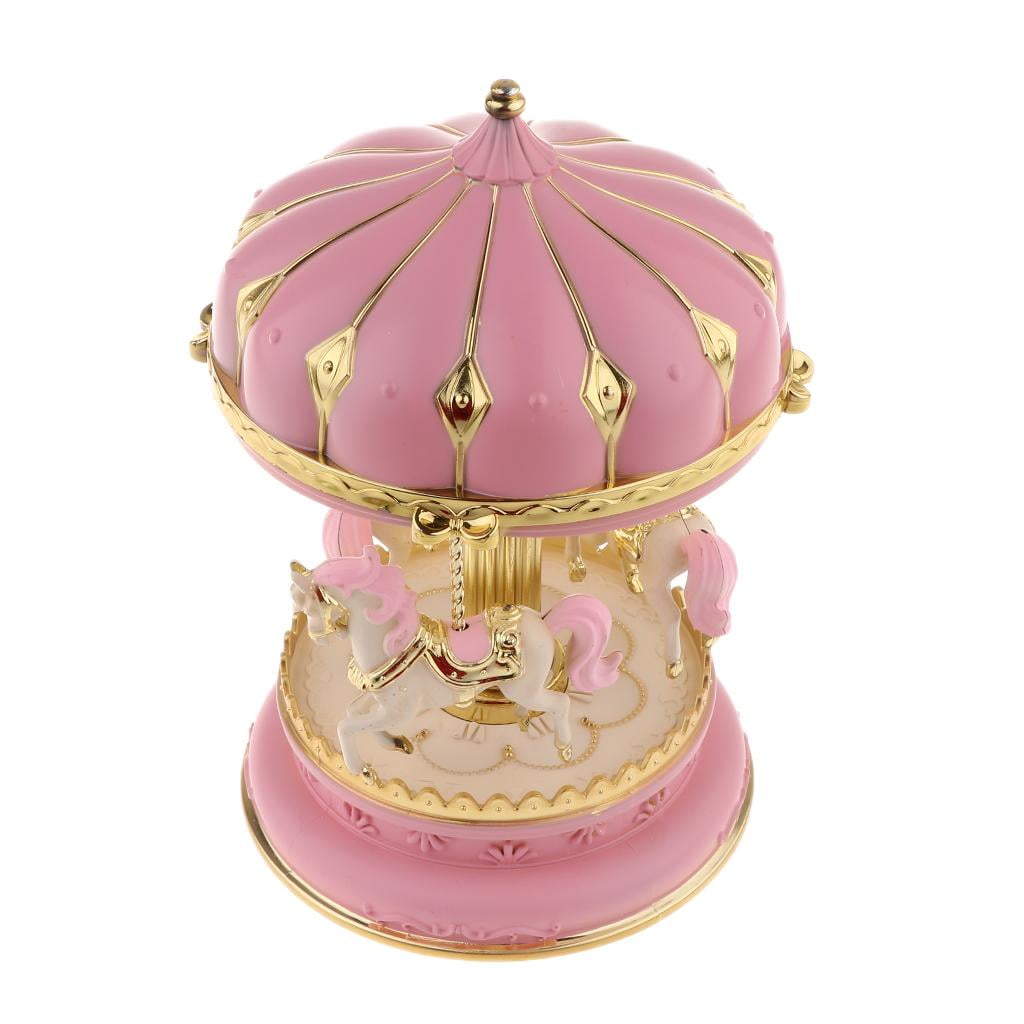 European Vintage Carousel Music Box Toy Swivel Glowing Carousel Horse ...