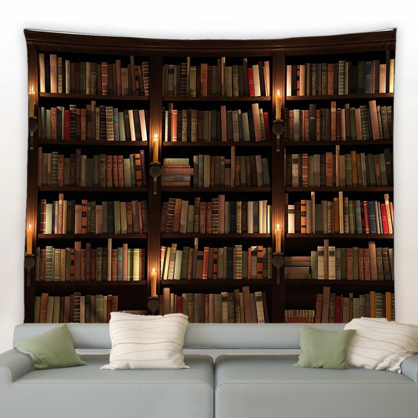 European Vintage Library Bookshelf Psychedelic Wall Hanging Tapestry ...