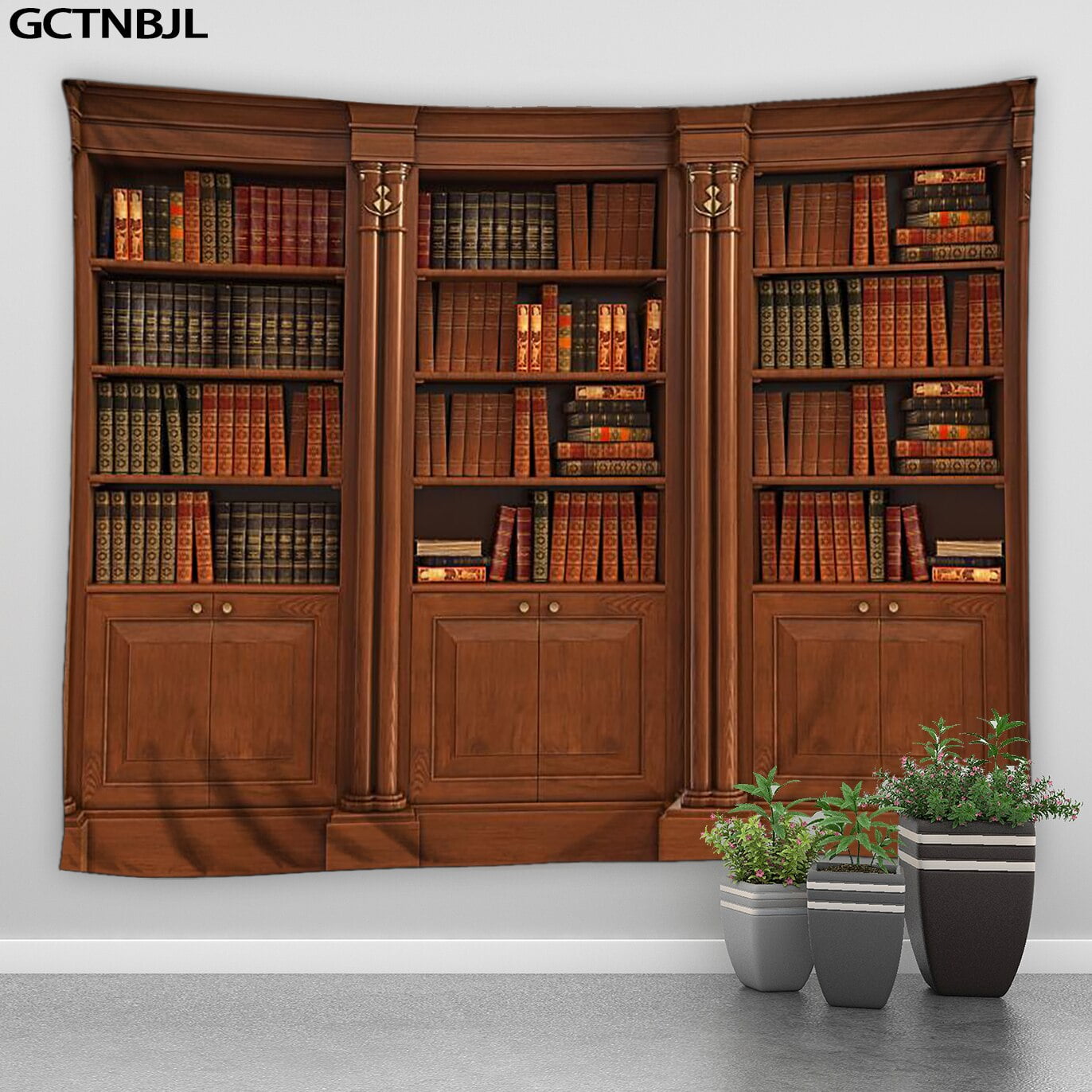 European Vintage Library Bookshelf Psychedelic Wall Hanging Tapestry ...