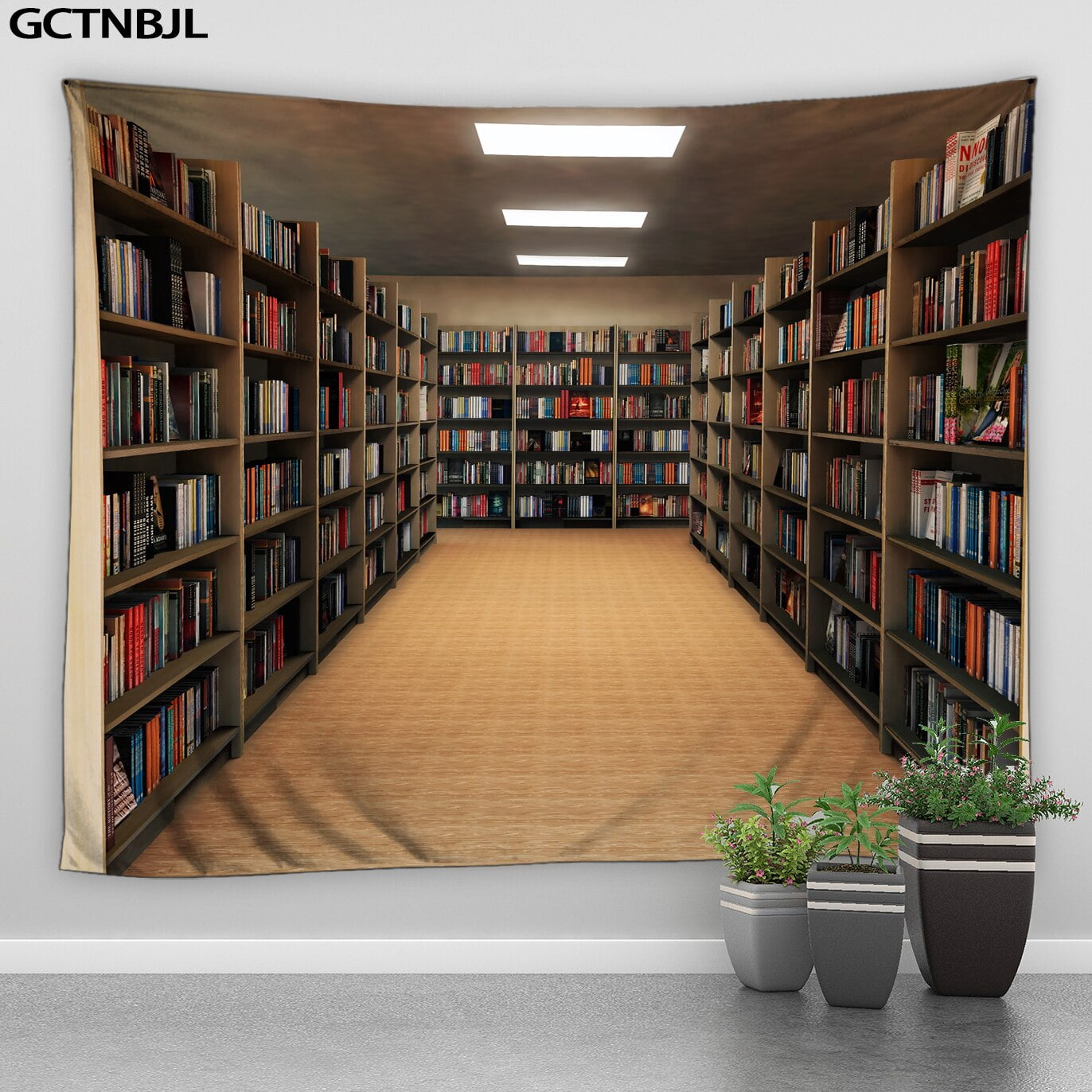 European Vintage Library Bookshelf Psychedelic Wall Hanging Tapestry ...