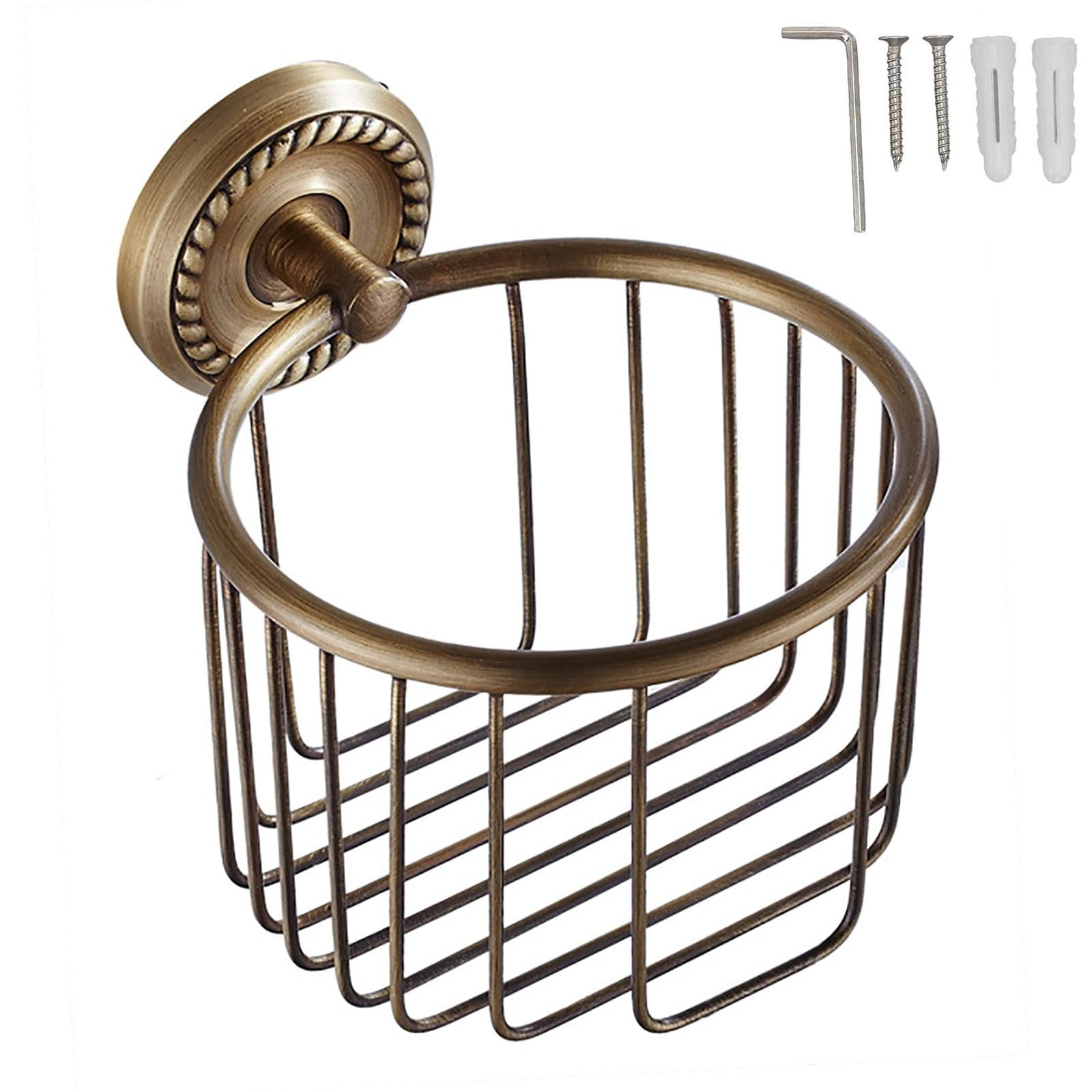 European Vintage Toilet Paper Wall Mount Holder, Antique Brass Material ...