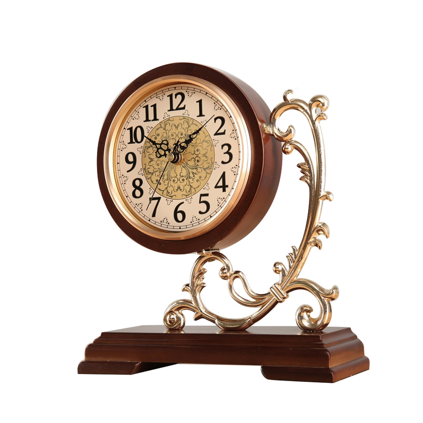 European Vintage Wooden Desk Clock Household Large Silent Table Clock ...