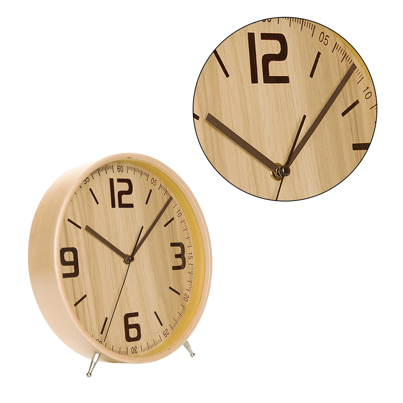 European Wooden Analog Desktops Clock Decorative Clock Easy Reads Quiet ...