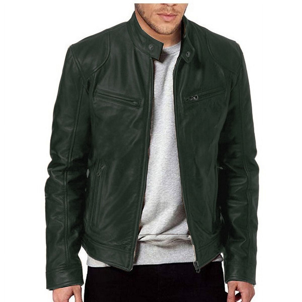 European and American Men's Men's Leather Jacket Male Teenager Stand ...