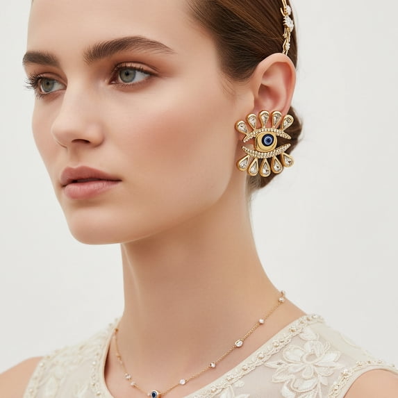 European and American Retro Exaggerated Full Diamond Devil's Eye ...