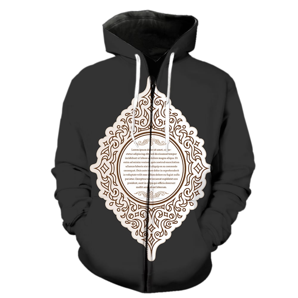 European and American Style Label Men's Zipper Hoodie Long Sleeve 3D ...