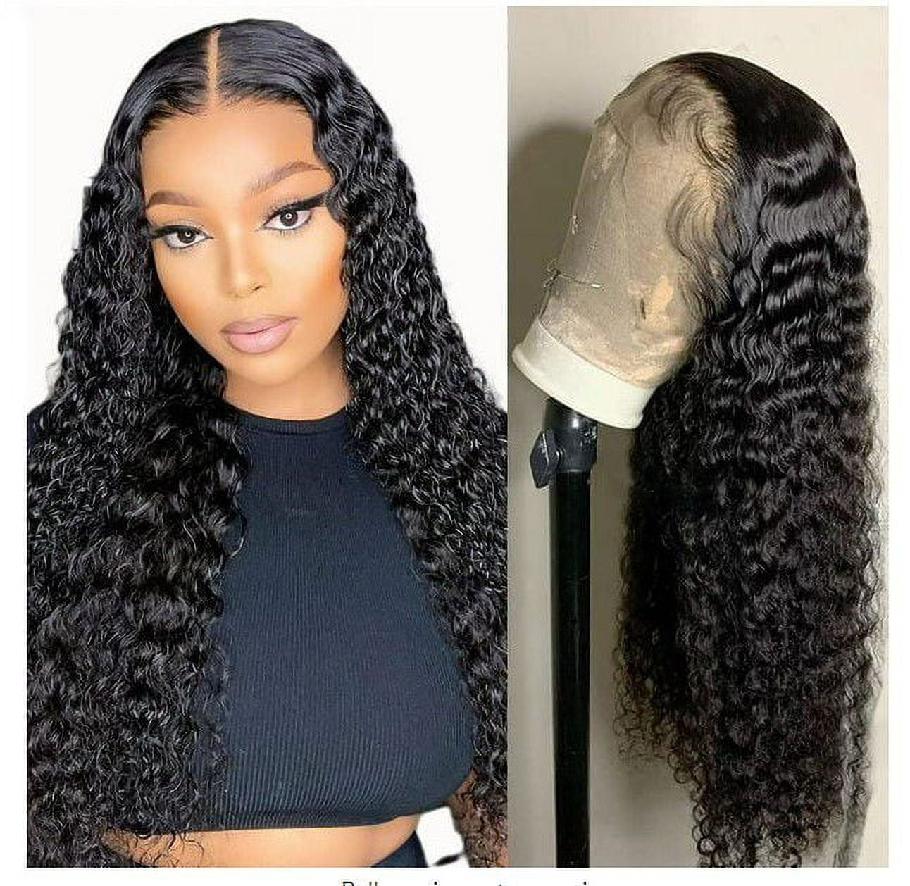 VONAR Hair Deep Wave Lace Front Human Hair Wig, African Hood with ...