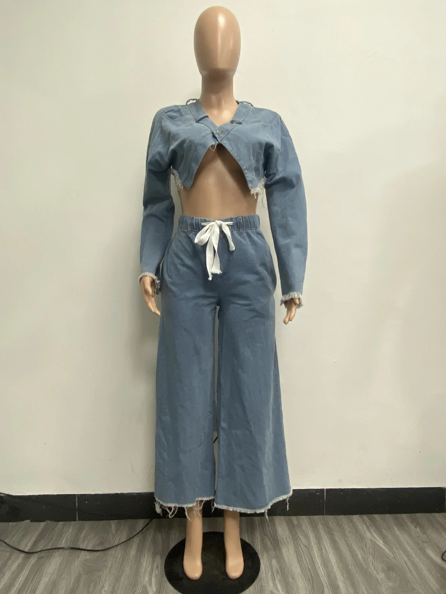 European and American women's clothing Fashionable casual loose denim ...