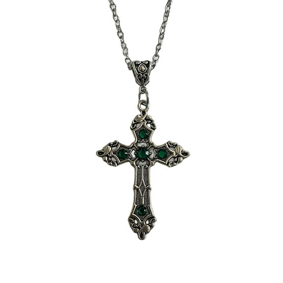 European and Necklace Gemstones Neck Chain Large Crosses Pendant ...