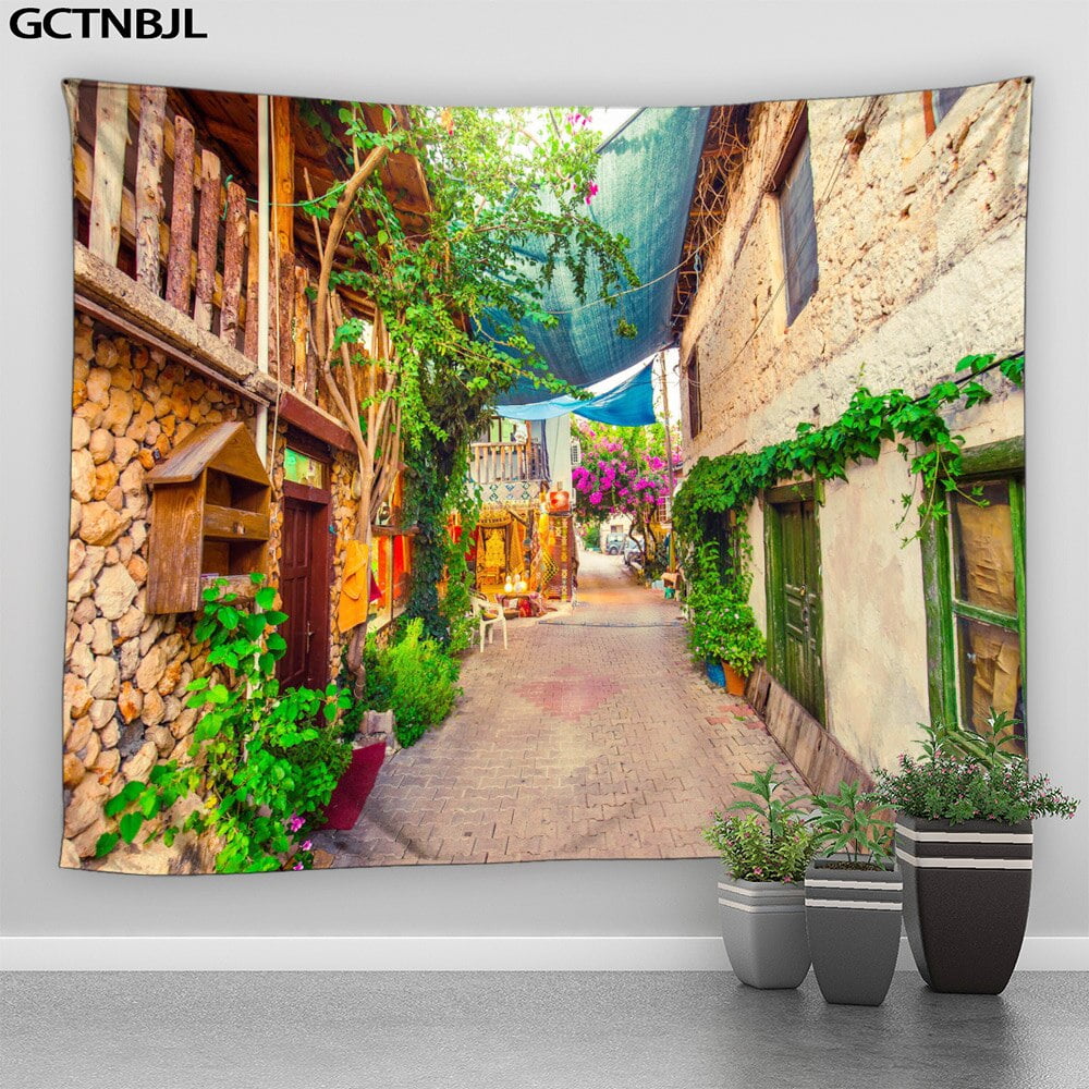 European countryside Tapestry Wall Hanging Town Arches Ancient ...