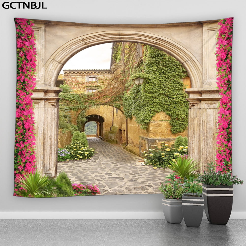 European countryside Tapestry Wall Hanging Town Arches Ancient ...