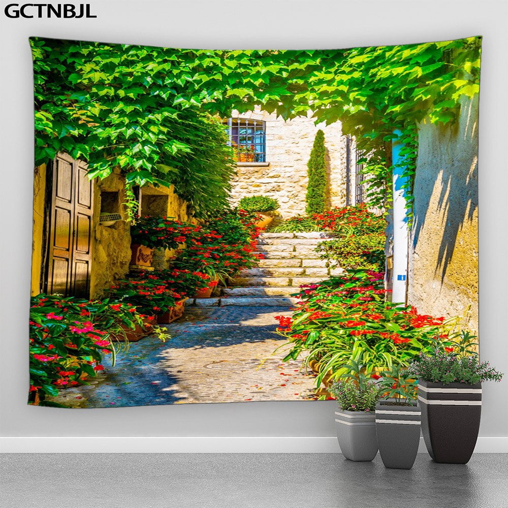 European countryside Tapestry Wall Hanging Town Arches Ancient ...