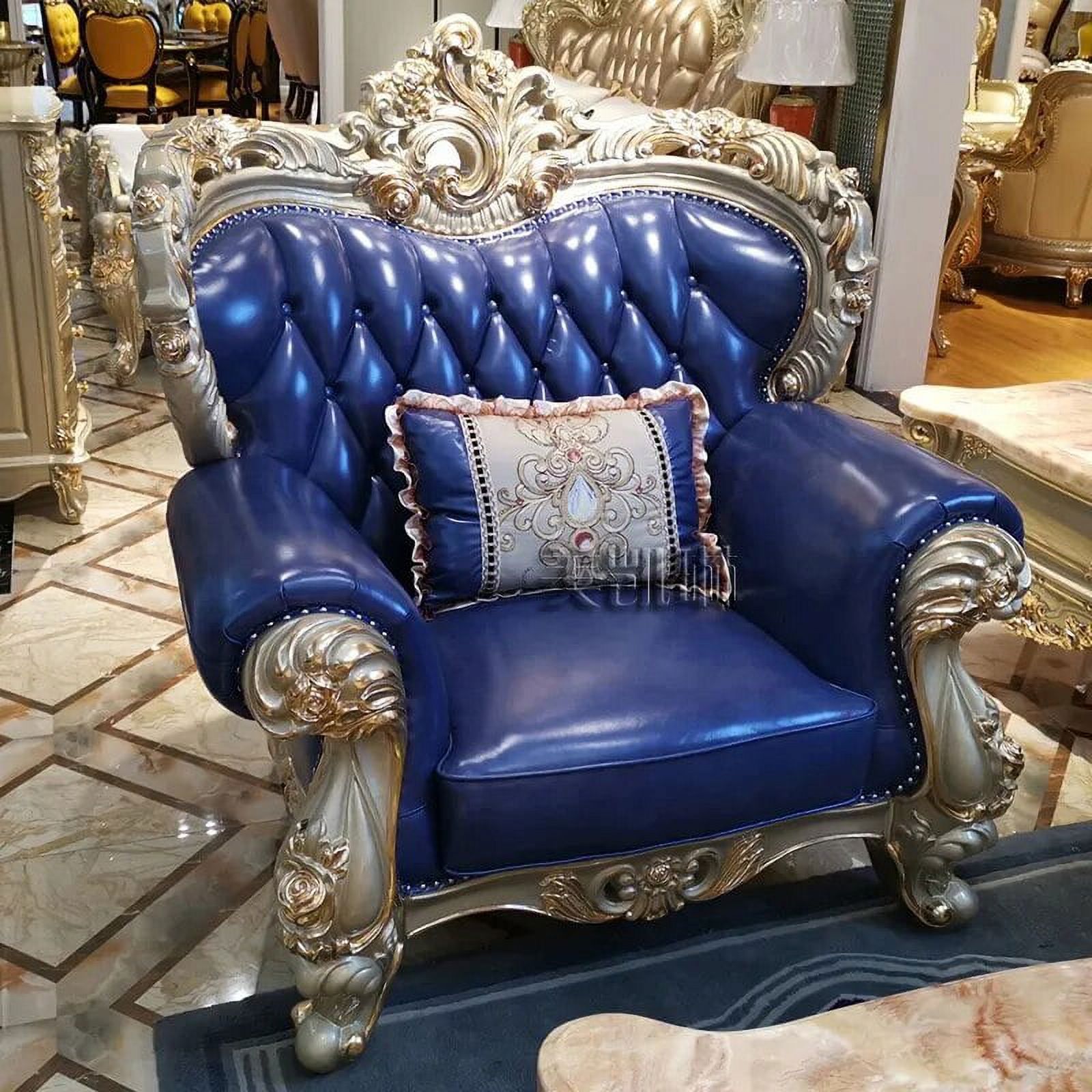 European-style First Layer Cowhide All Solid Wood Carved 123 ...