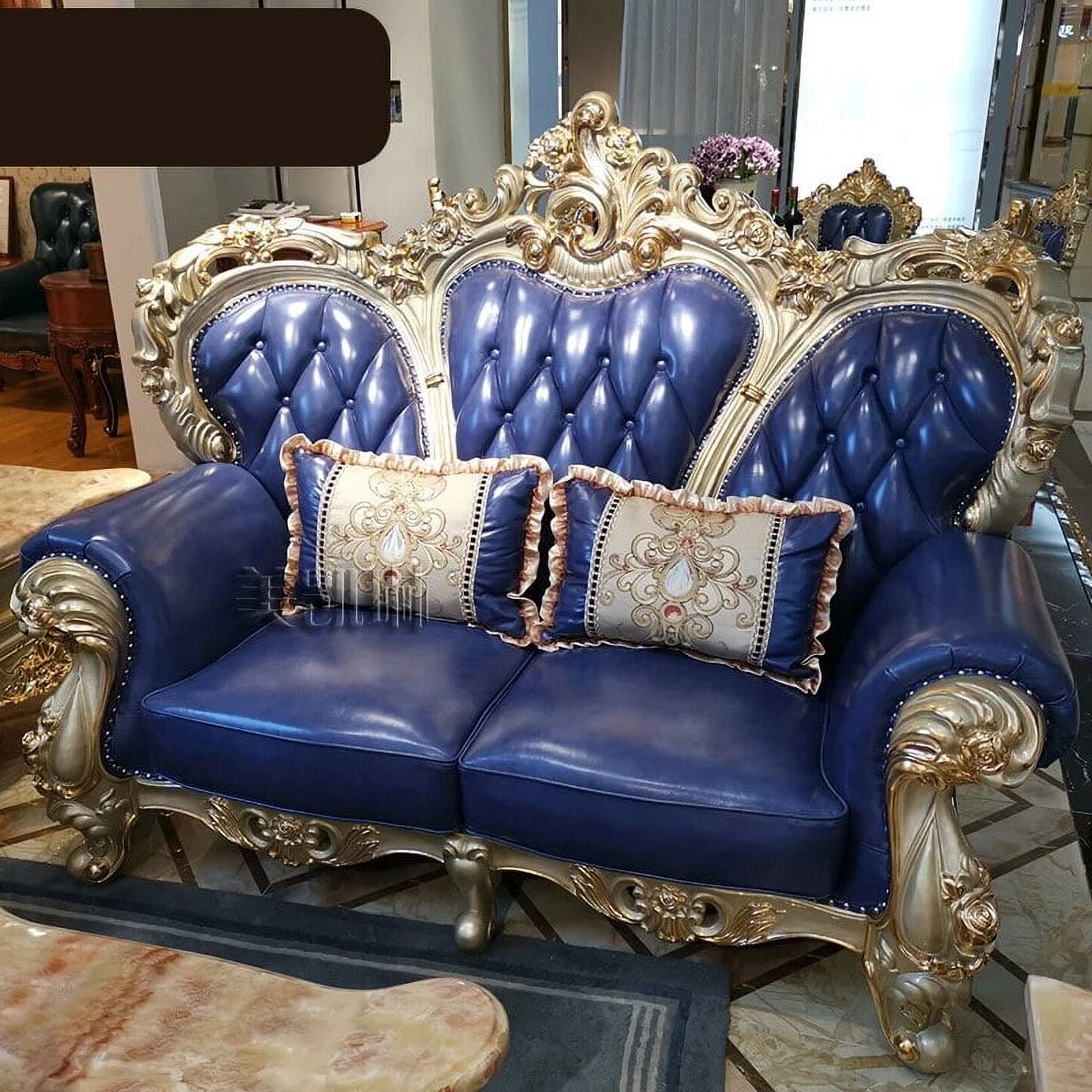 European-style First Layer Cowhide All Solid Wood Carved 123 ...