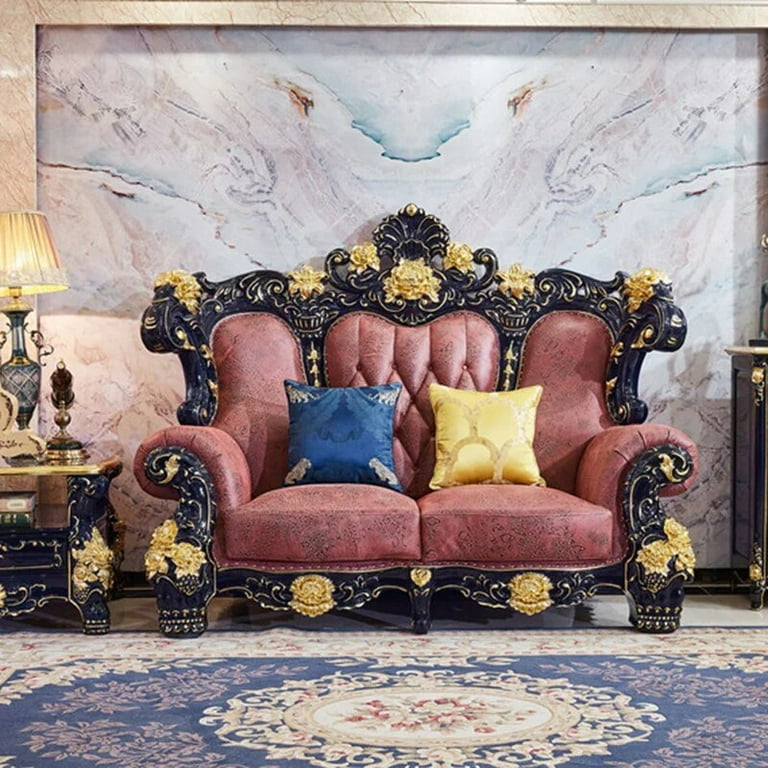 European style Leather Extra large Sofa Luxury Solid Wood Top Layer In Villa Hotel Lobby Modern Living Room Furniture