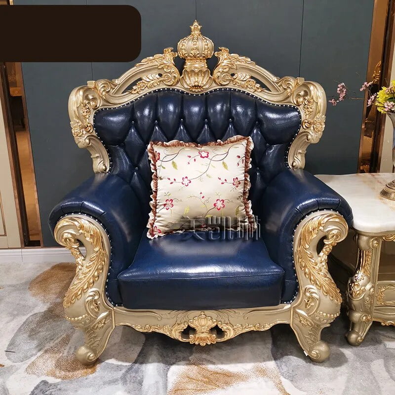 European-style Leather Sofa 123 Combination Luxury Champagne Furniture ...