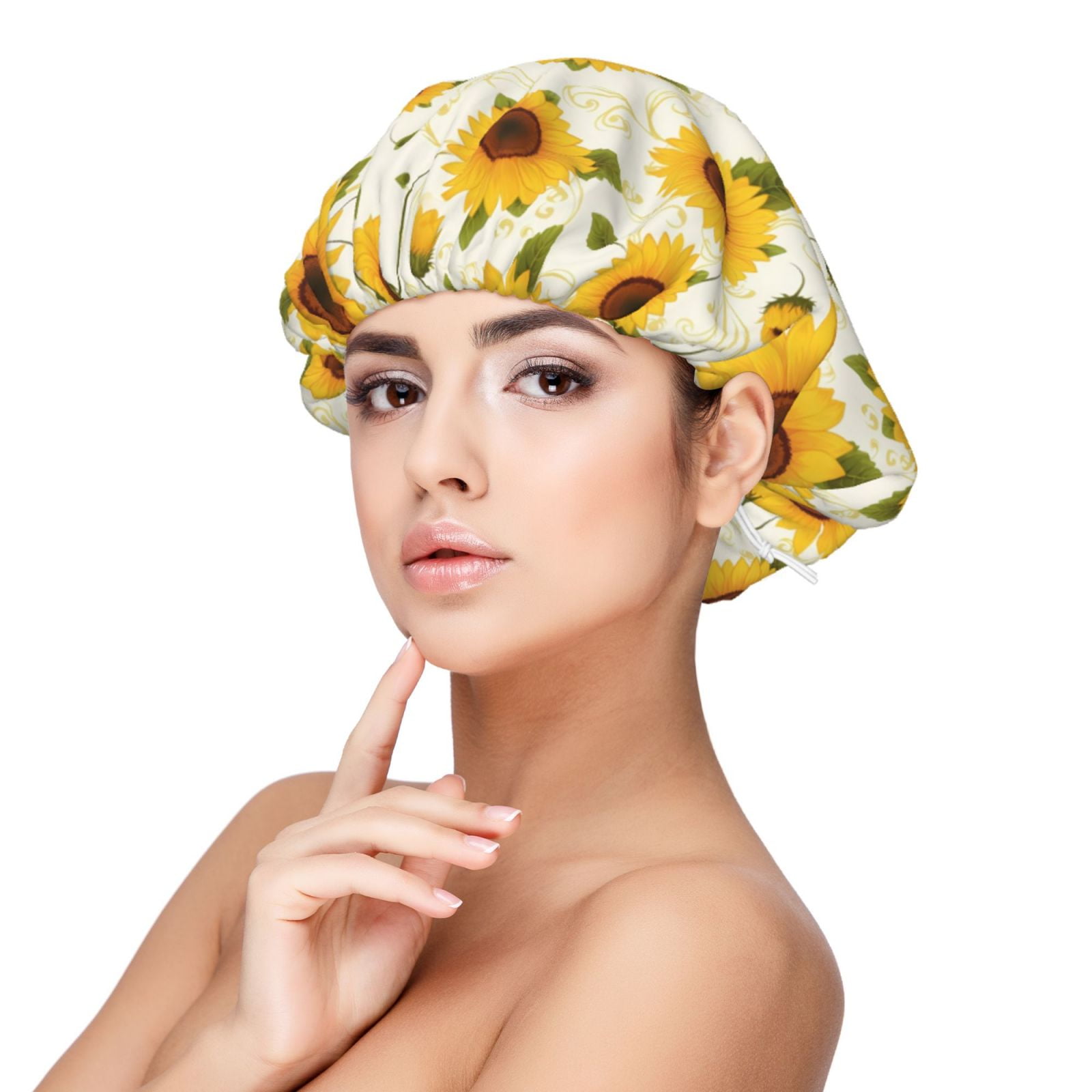 European-style Pattern Sunflower A Silk Bonnet for Sleeping Women Men ...