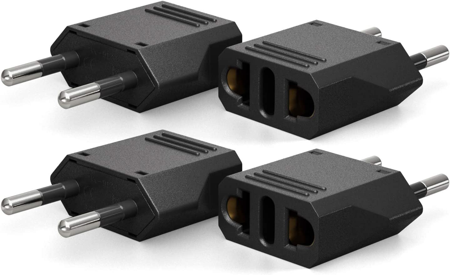 European Travel Adapter, Type C Plug Converter 4-Pack, Black - Walmart.com