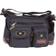 Eurosport Canvas Messenger Bag, Black, Multi Pockets, Adjustable ...