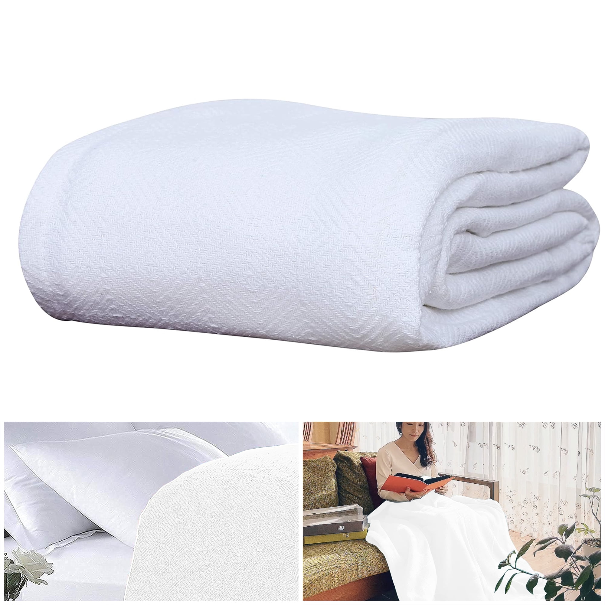 Eurotex 100% Cotton Blanket Queen 90 x 90 inches, Summer Lightweight ...