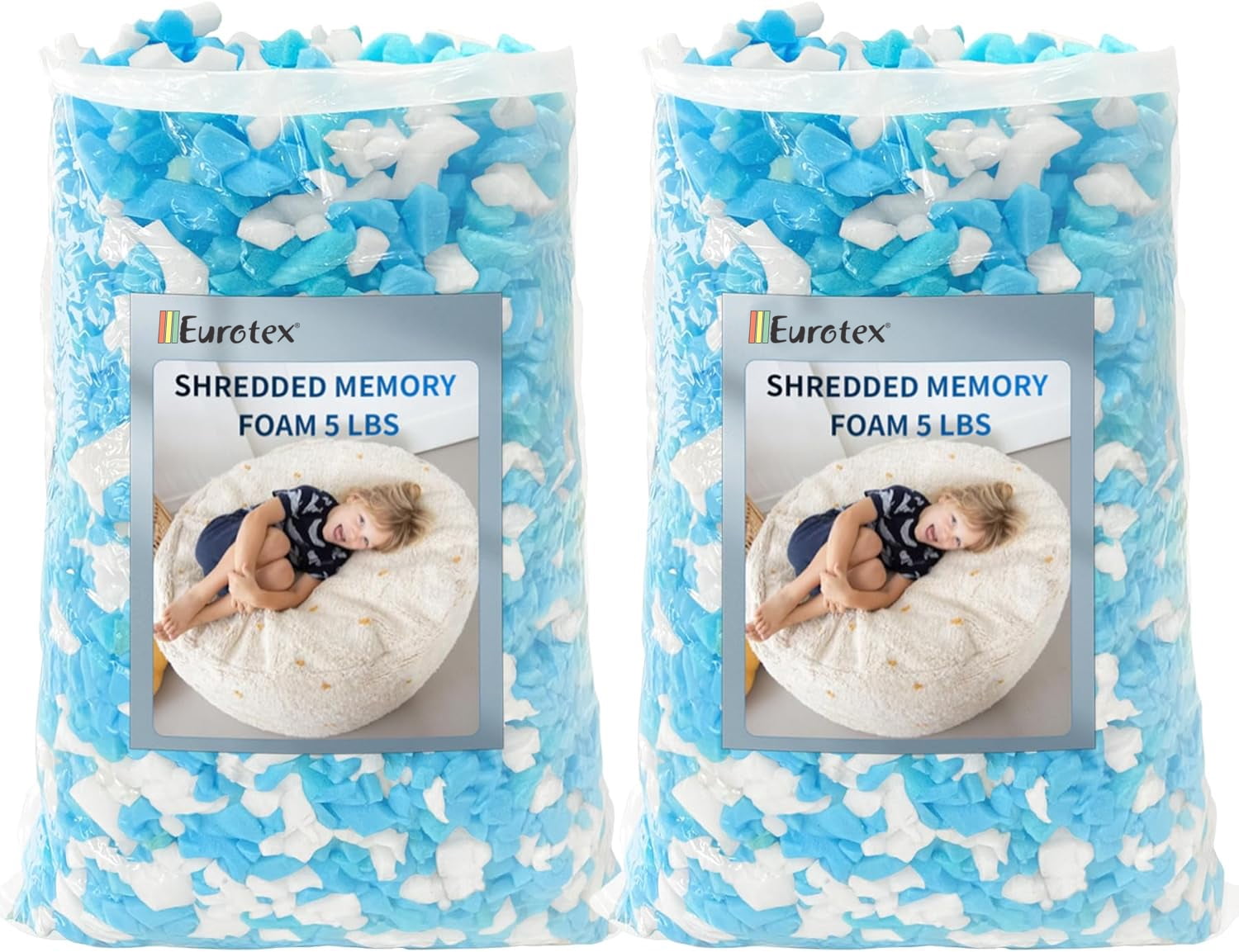 Eurotex Bean Bag Filler Shredded Memory Foam for Pillow Stuffing, Couch ...