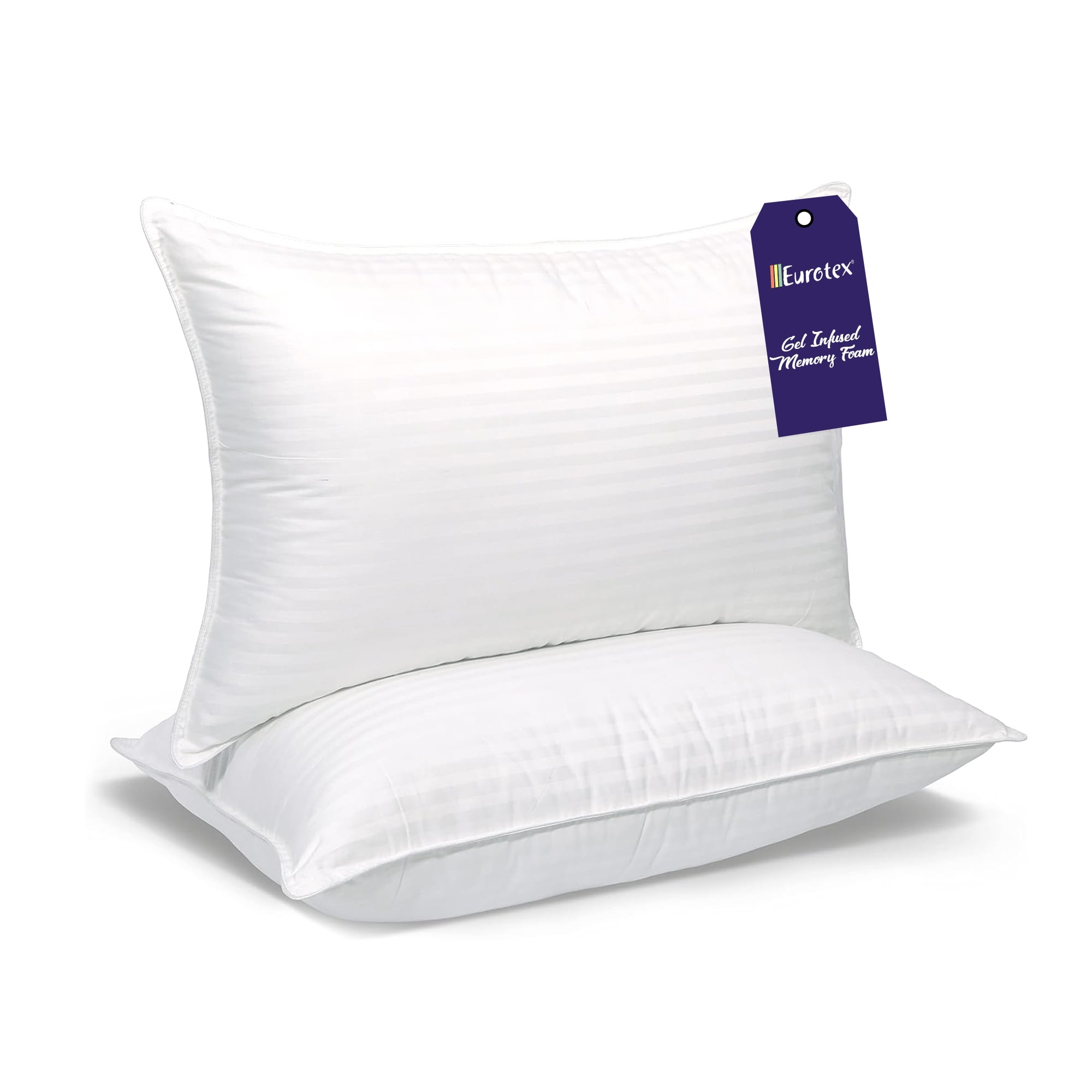 Eurotex Gel Infused Foam Bed Pillows - Gel Cooling Pillow for Back ...