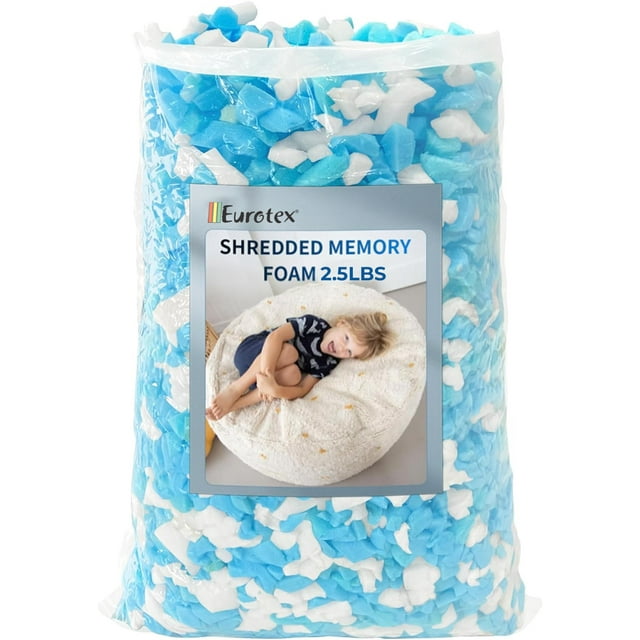 Eurotex Shredded Memory Foam Filling 2.5 lbs for Bean Bag Filler, Gel ...
