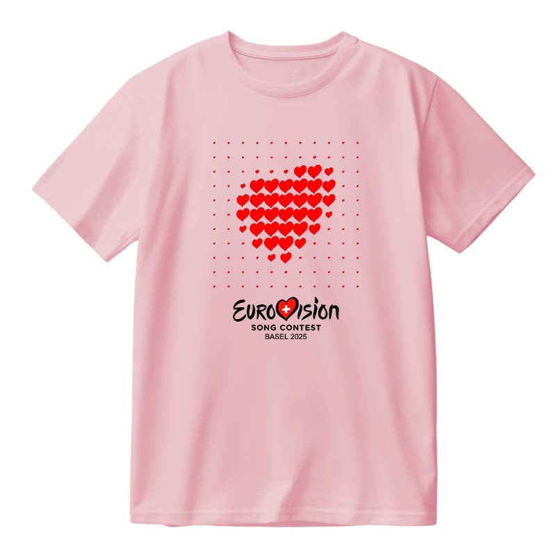 Eurovision Red Heart Cotton T-Shirt Eurovision Song Contest 2025 Merch ...