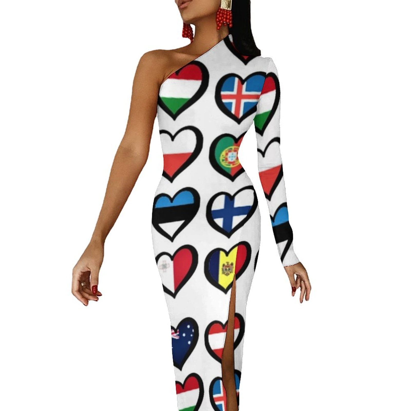 Eurovision Song Contest Flags Hearts ESC EBU Eurofans Half Dleeve Split ...