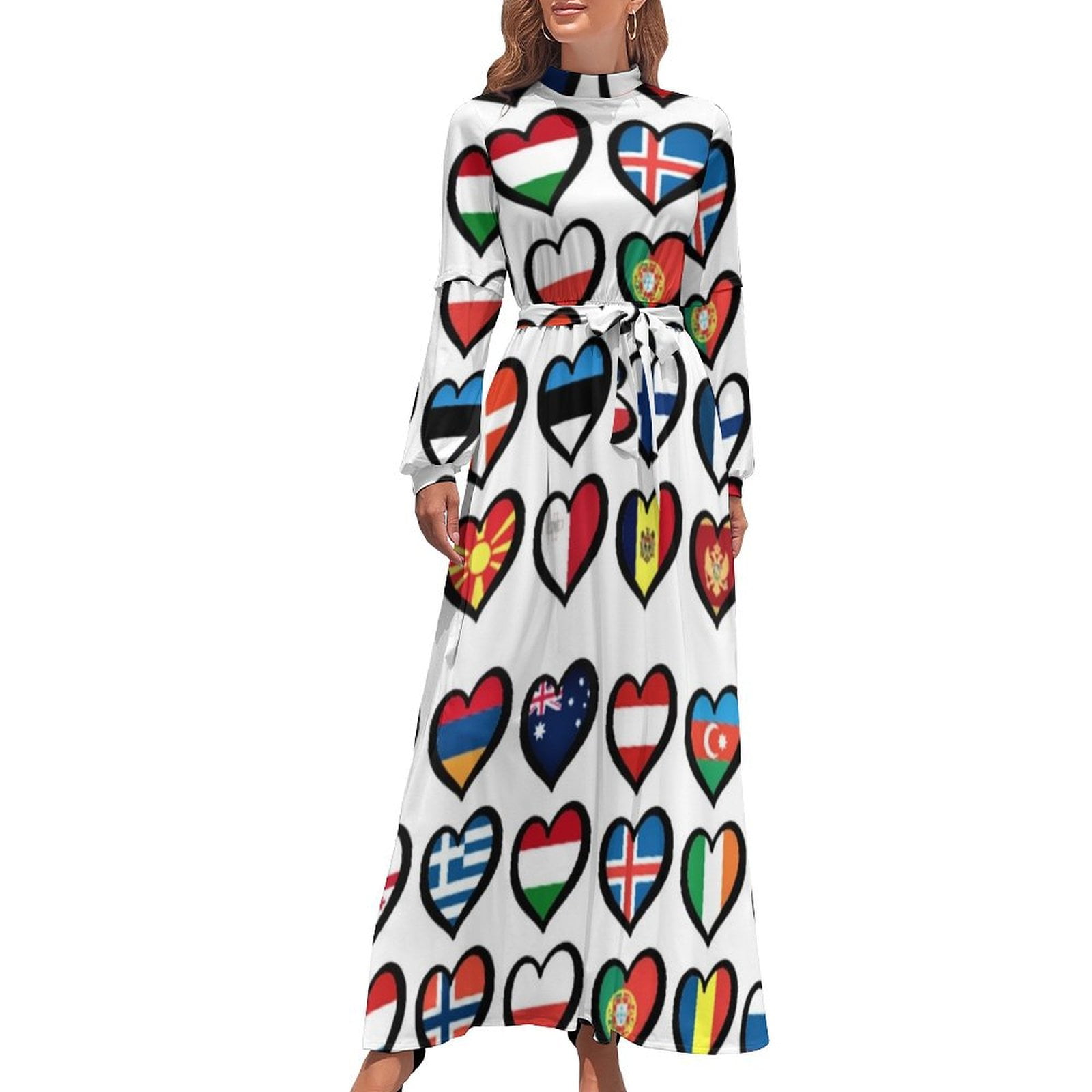 Eurovision Song Contest Flags Hearts ESC EBU Eurofans Long Dress ...