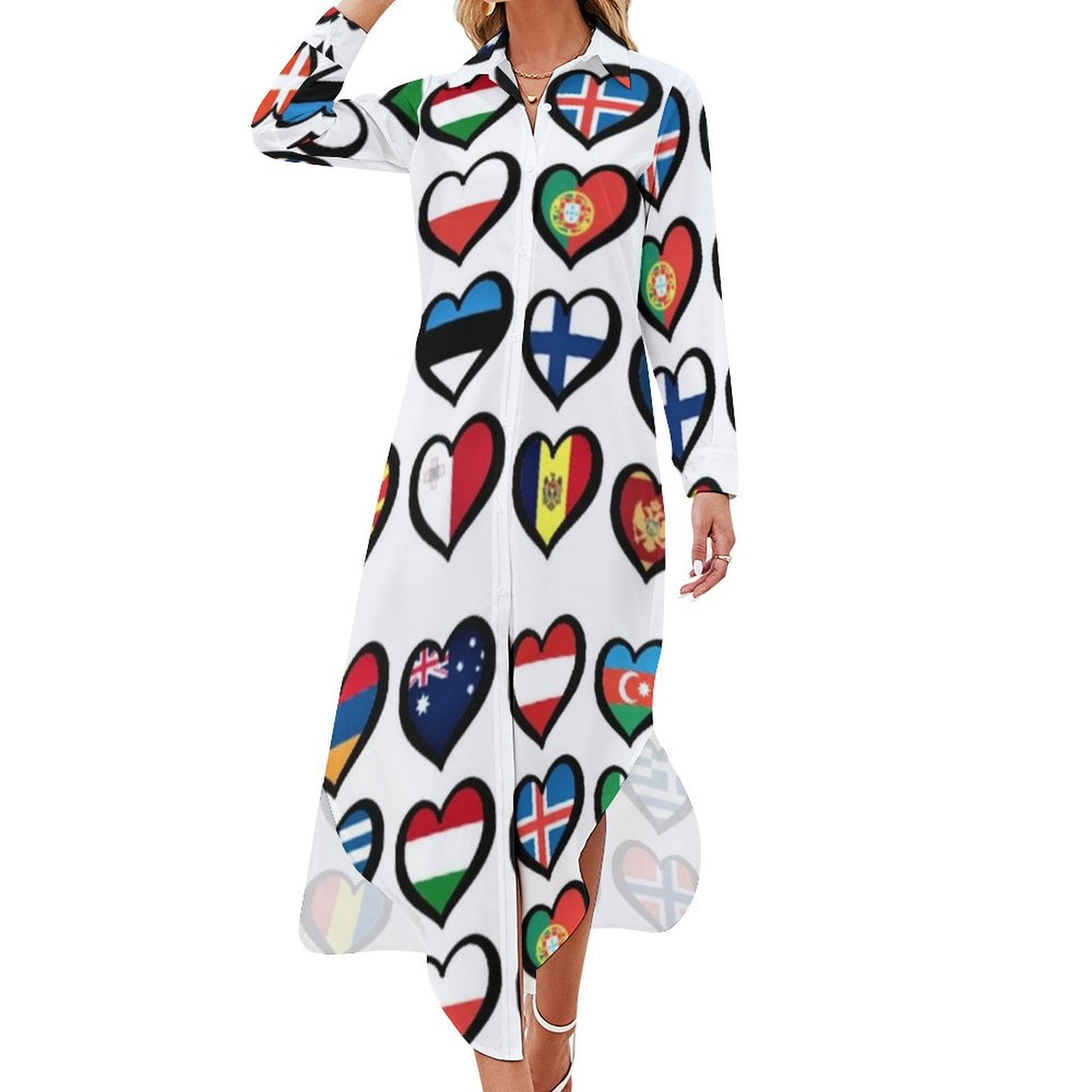 Eurovision Song Contest Flags Hearts ESC EBU Eurofans Long Sleeved ...