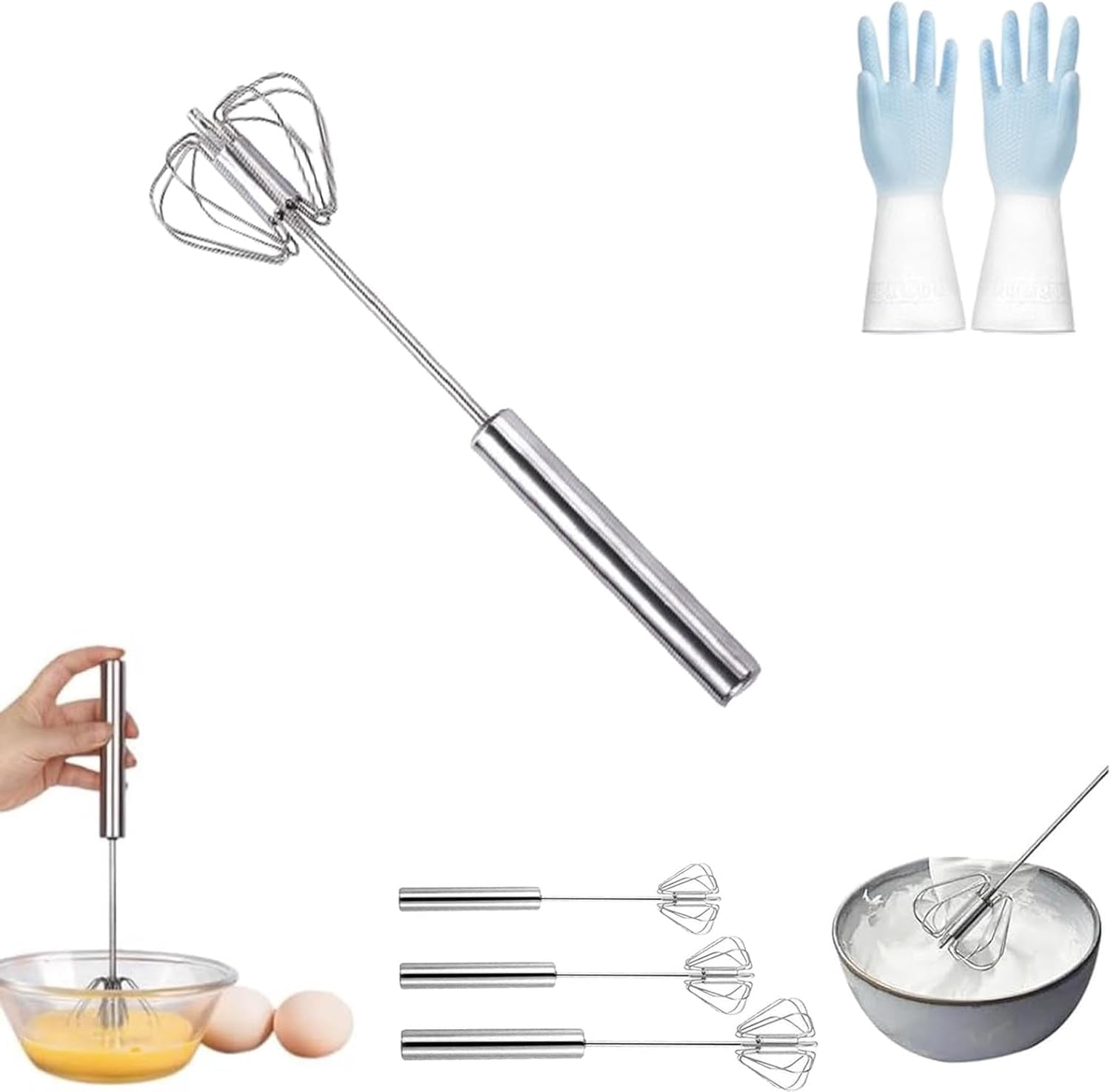Eurowhip Stainless Steel Semi-Automatic Whisk, Euro Whipp Egg Beater ...