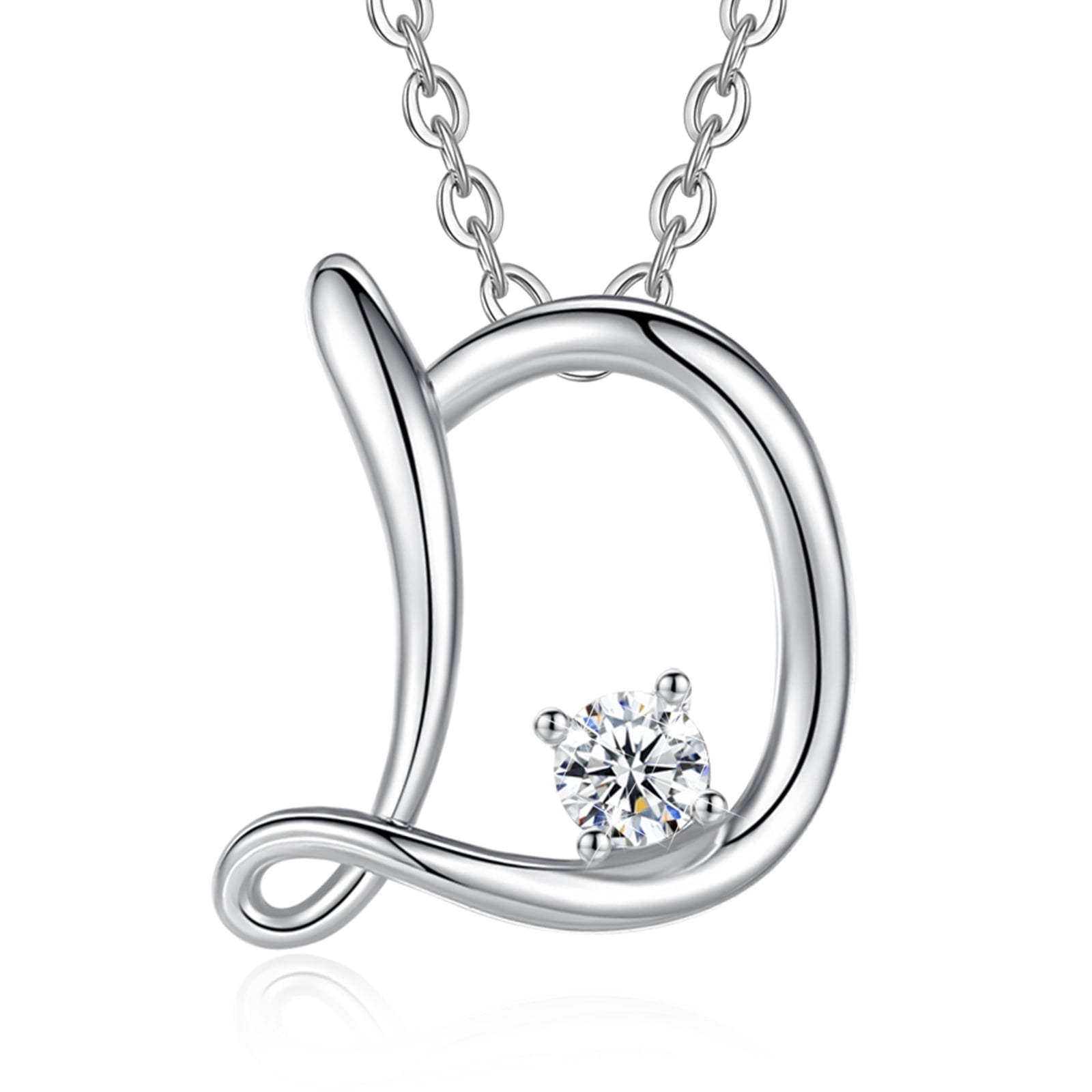 Eusense Initial Necklace Letter D Pendant for Women, 925 Sterling ...