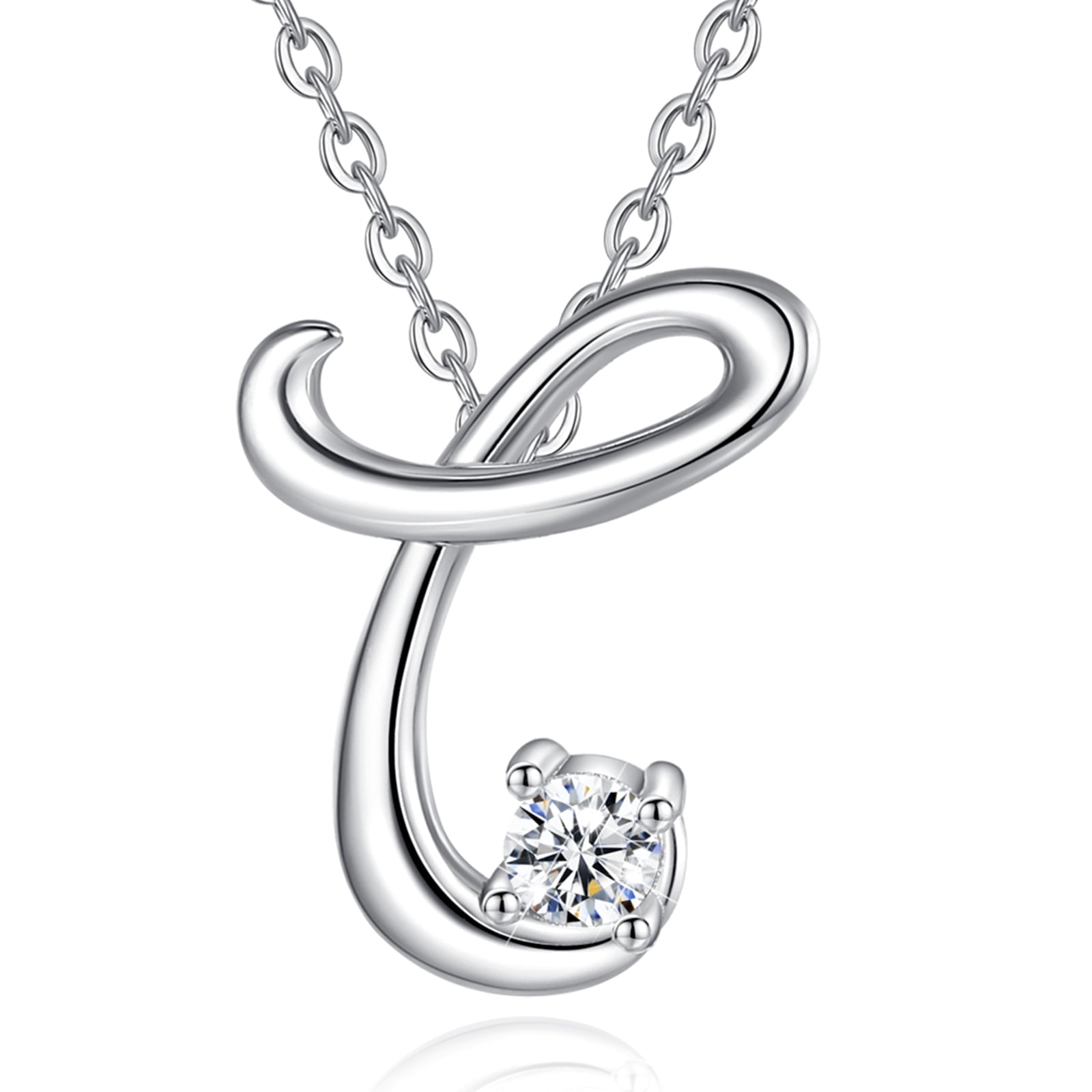 Eusense Initial Necklace Letter T Pendant for Women, 925 Sterling ...