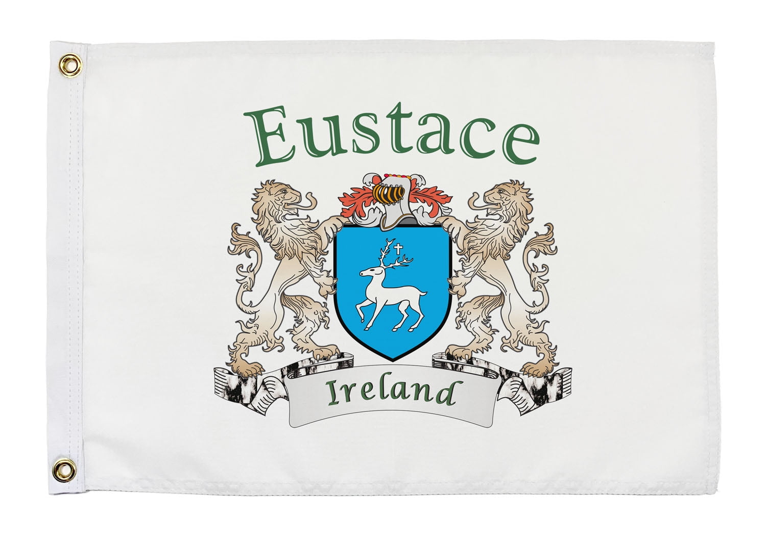 Eustace Irish Coat of Arms Small White Flag - 16"x10.5" inches ...