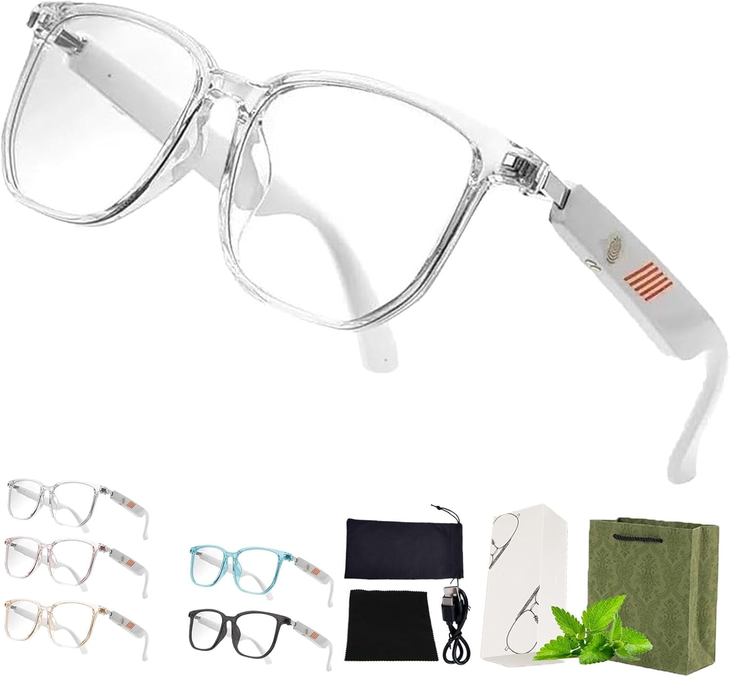 Euvelle Bluetooth Glasses, Smart Glasses with AI, Bluetooth Audio Smart ...
