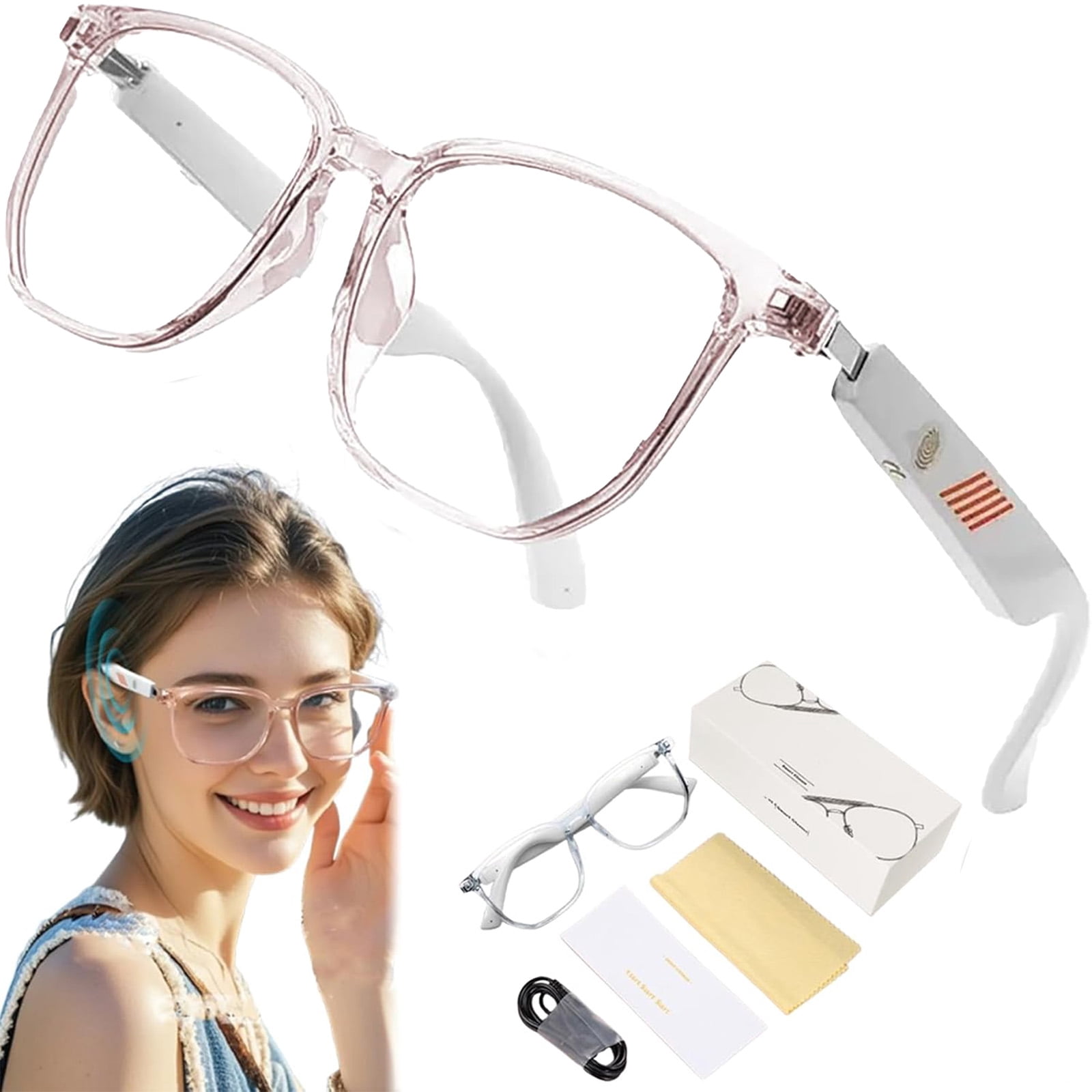 Euvelle Bluetooth Glasses for Women & Men - Smart Ai Glasses with Blue ...