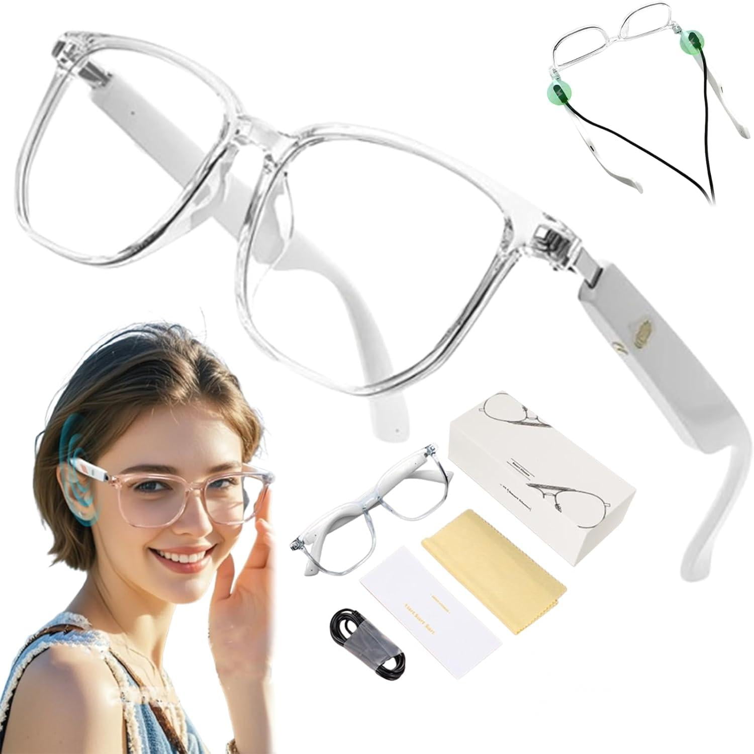Euvelle Bluetooth Glasses for Women & Men - Smart Ai Glasses with Blue ...