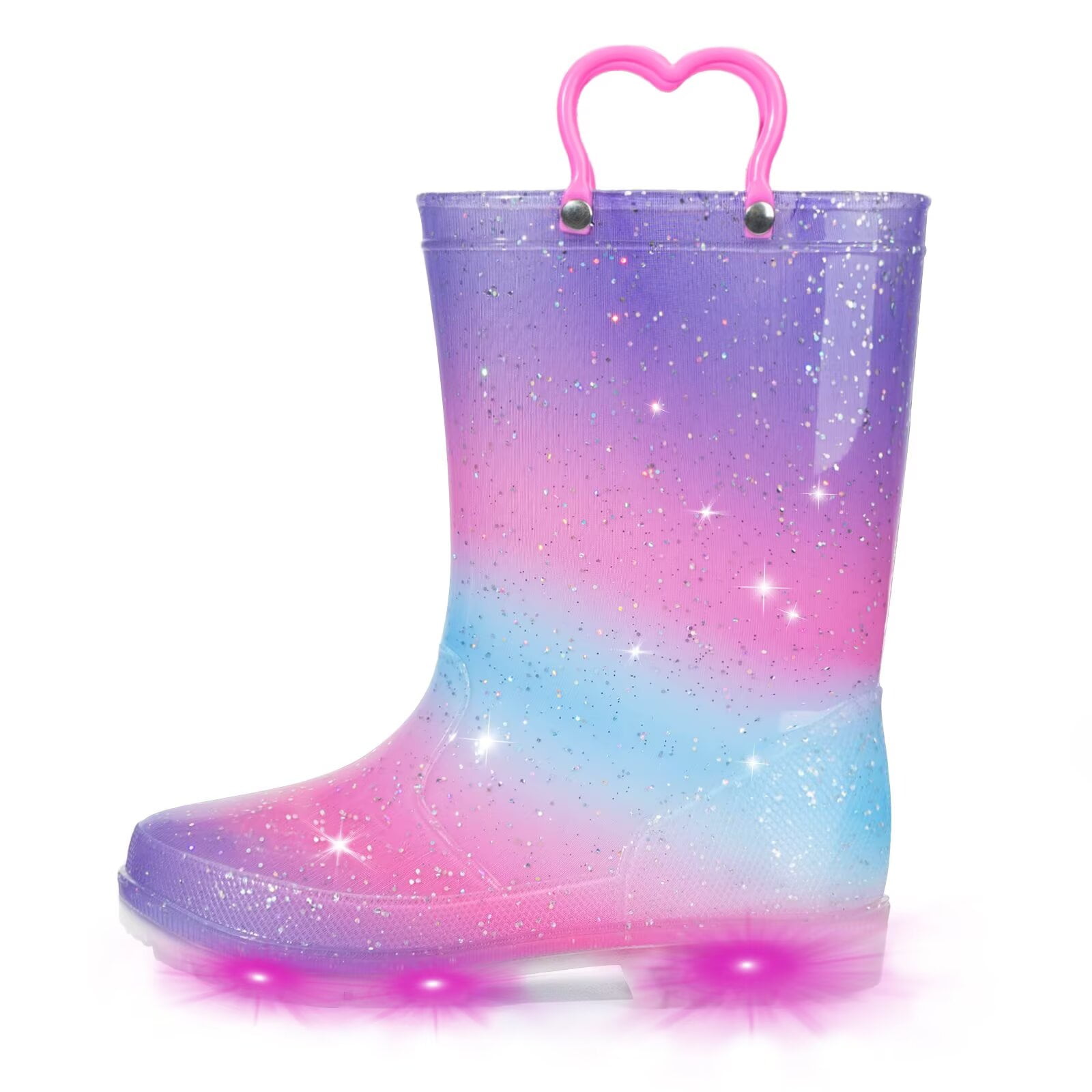 Euxterpa Girls Gradient Rain Boots Kids Toddler Light Up Waterproof ...