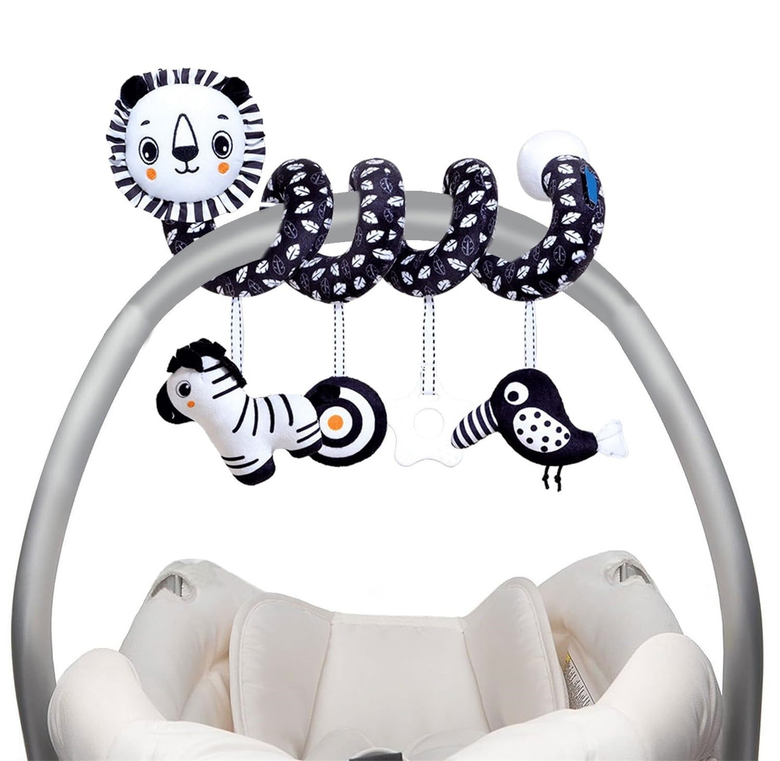 Euyecety Baby Spiral Plush Toys, Black White Stroller Toy Stretch ...