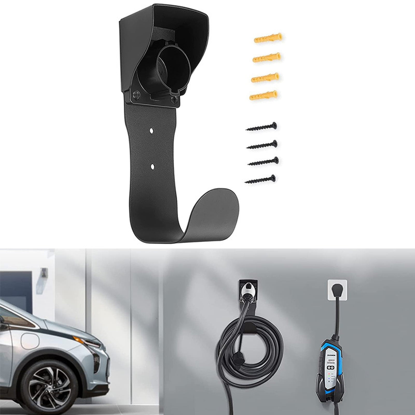 J1772 Ev Charging Gun Holder, Wall Mounted Electric Vehicle Charger ...