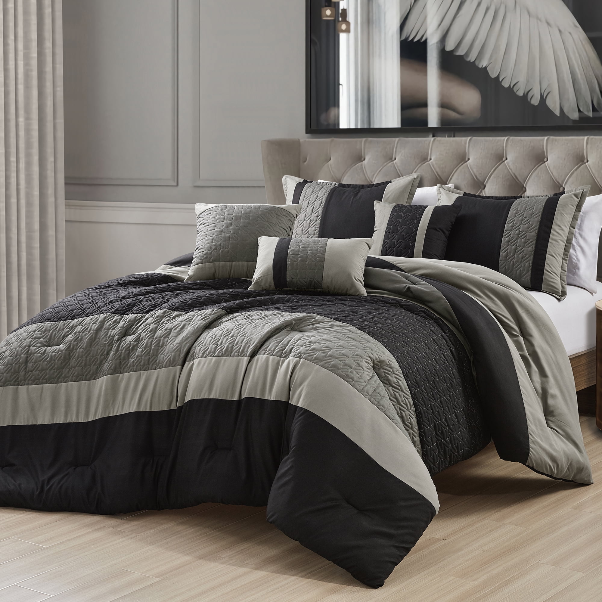 EvJk 6-Piece Luxury Patchwork Printed Comforter Set – Queen Size ...