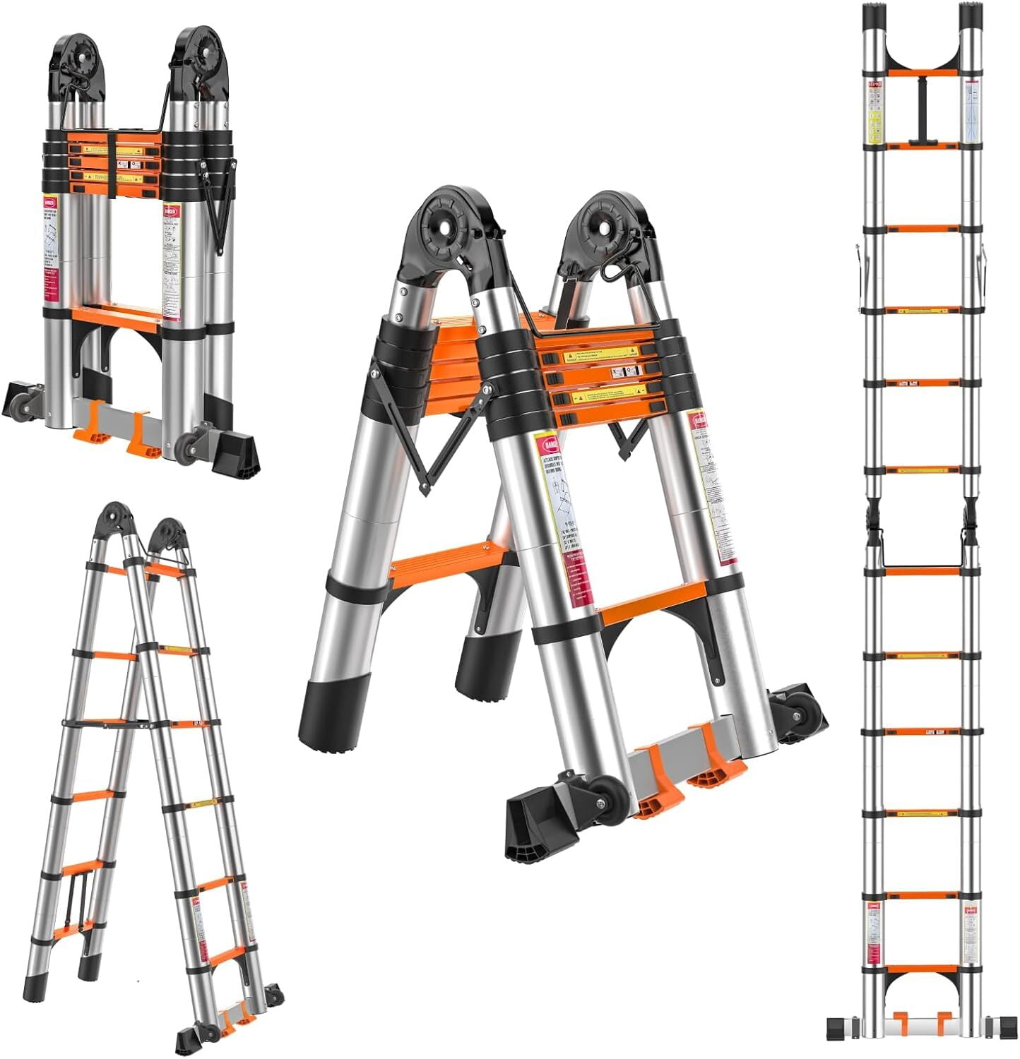 EvaStar Home 12.5FT A Frame Telescoping Ladder, Lightweight Aluminum ...