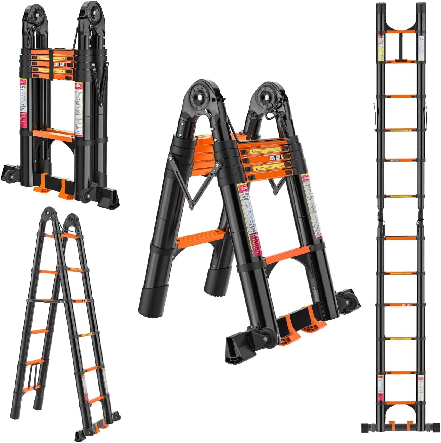 EvaStar Home 12.5FT A Frame Telescoping Ladder, Lightweight Aluminum ...