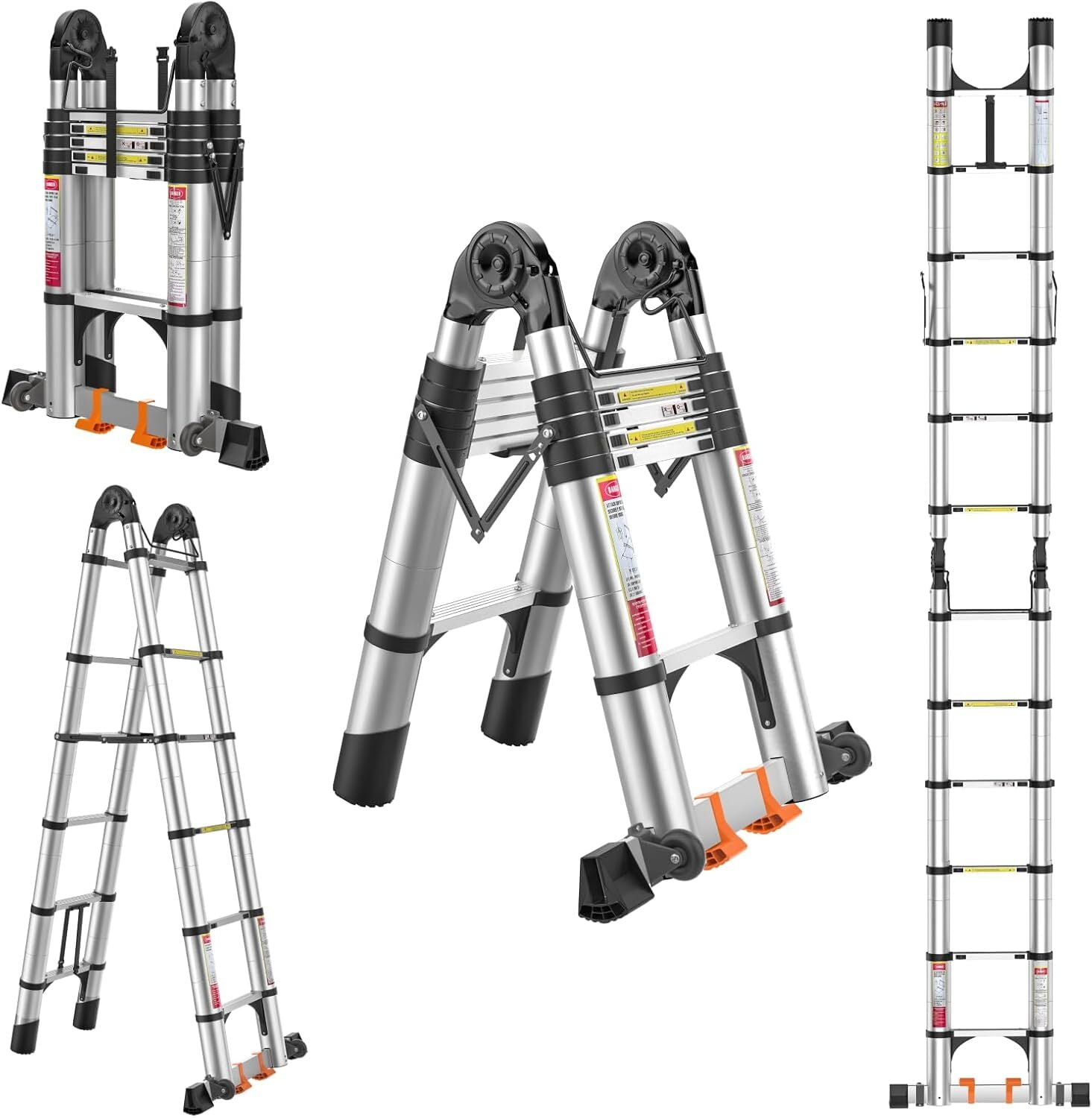 EvaStar Home 14.5FT A Frame Telescoping Ladder, Lightweight Aluminum ...